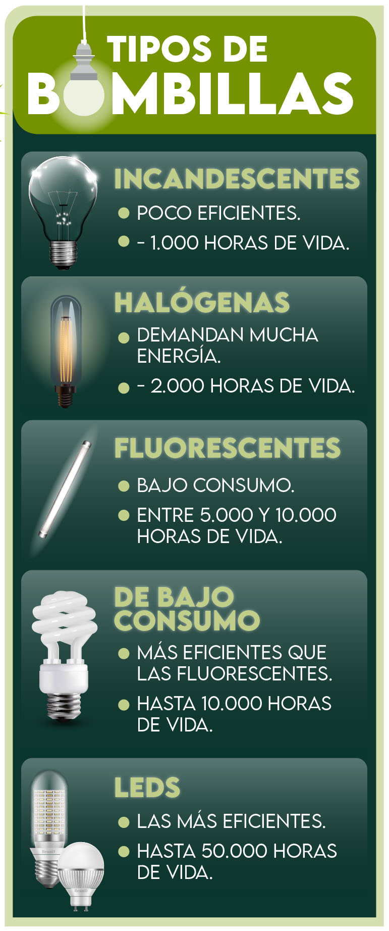 Tipos de bombillas que hay para iluminar tu hogar | DKV 360